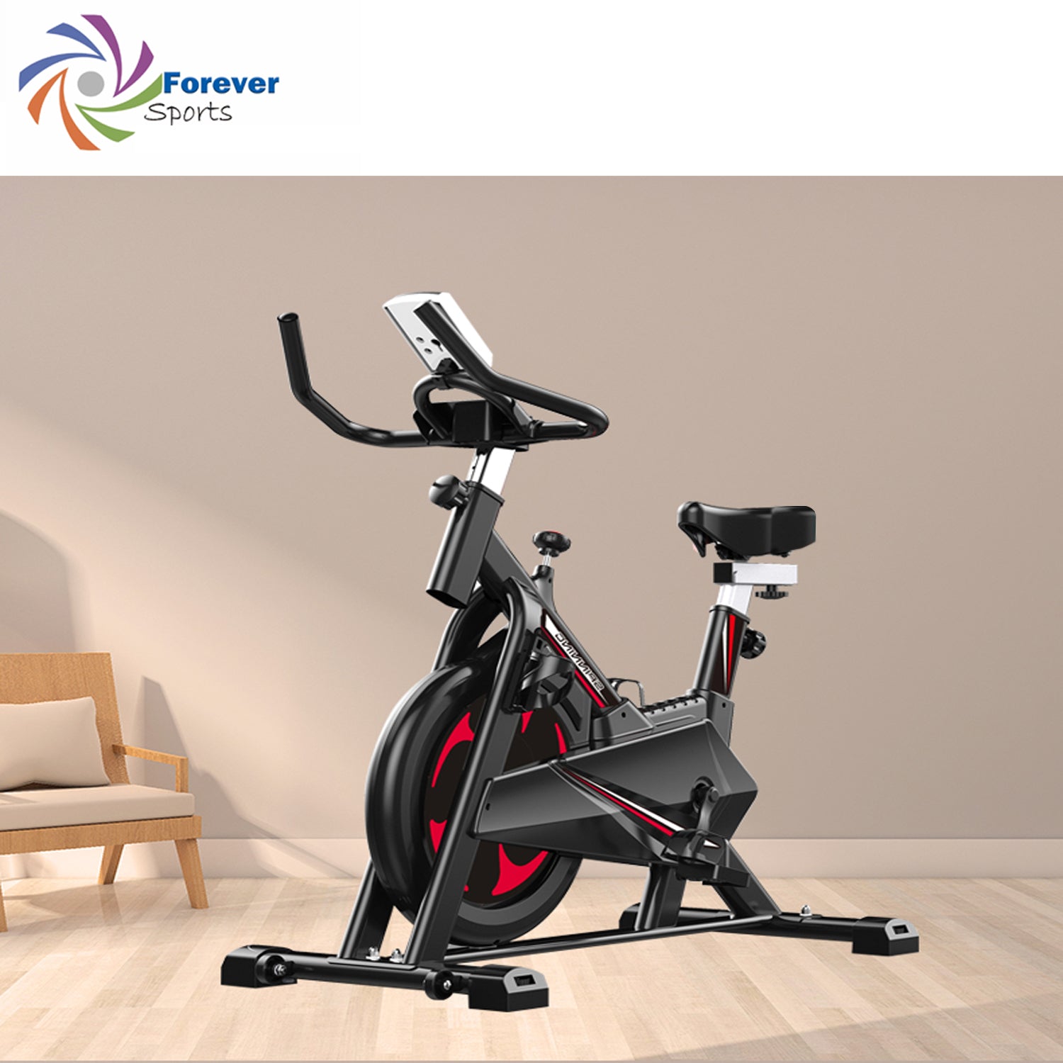 🚴‍♂️[SPBK08】 Forever Sports Spin Bike– Silent Belt Drive, Adjustable R